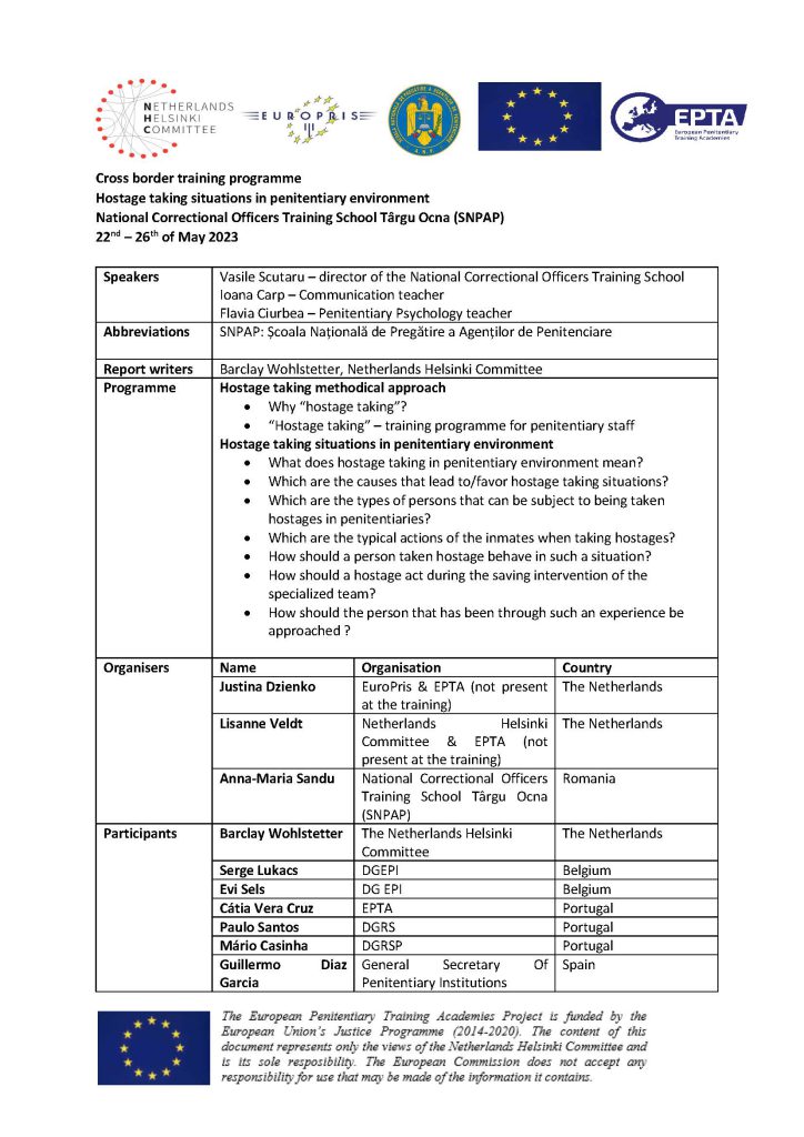 EPTA - European Penitentiary Training Academies Network » Report and Presentations: Cross-Border ...